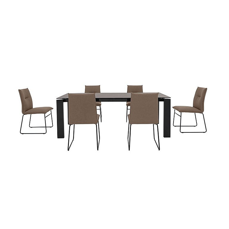Connubia by Calligaris - Gate Extra Large Extending Dining Table and 6 Maya Ski Leg Faux Leather ...