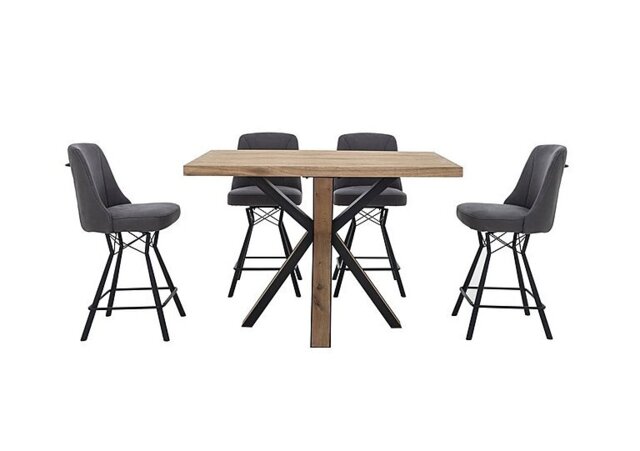 Habufa - Detroit Starburst Leg Rectangular Table and 4 Bar Stools ...