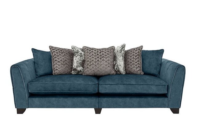 Ariana 4 Seater Fabric Pillow Back Split Frame Sofa with Chrome Insert ...