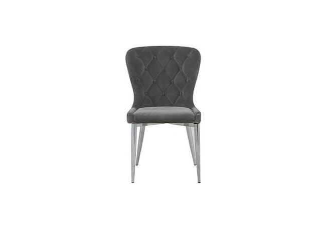 Donnie Silver Dining Chair - Silver Velvet with Chrome Legs by ...