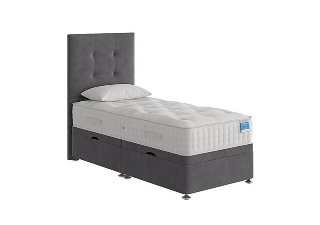 Firm Sleep 1500 Side Ottoman Divan Set - Single - Plush Arctic Grey by ...