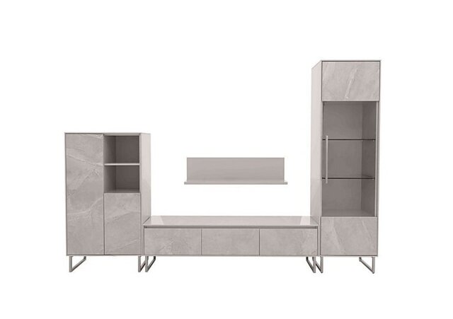 Grigio Media Set with TV Unit, Highboard, Display Unit and Wall Shelf ...