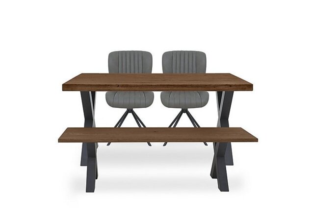 Bodahl - Compact Terra Straight Edge Dining Table with Bench and 2 Grey ...