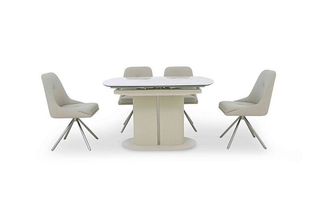 Avorio Swivel Extending Dining Table and 4 Swivel Chairs Set by ...