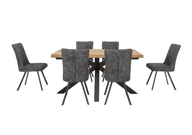 Earth Small Live Edge Dining Table and 6 Chairs - Graphite by Furniture ...