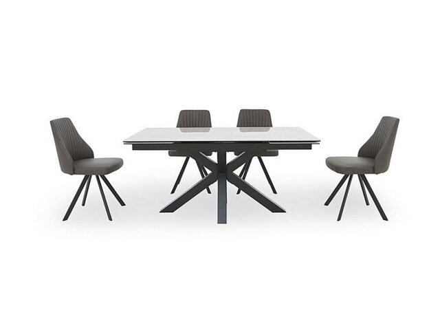 Vida White Extending Dining Table and 4 Swivel Chairs - Dark Grey by ...