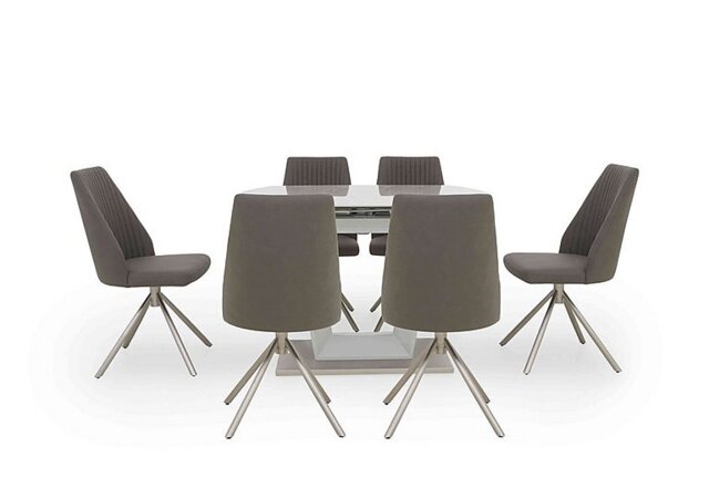 Grigio Swivel Extending Dining Table with 6 Swivel Chairs by Furniture ...