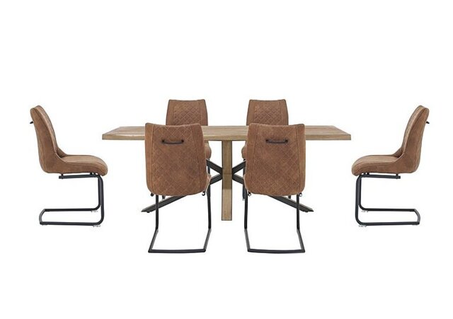 Habufa - Detroit Starburst Leg Dining Table and 6 Baltimore Chairs Set ...