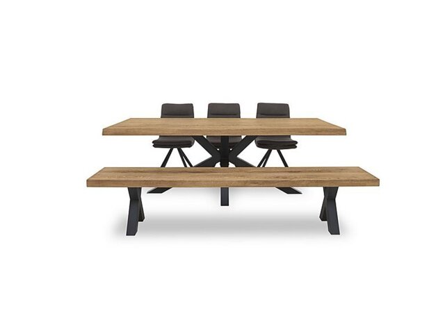 Bodahl - Njord Raw Edge Dining Table with Metal Star Base, Bench and 3 ...
