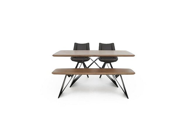 Lucio 170cm Dining Table with 150cm Bench and 2 Faux Leather Swivel ...