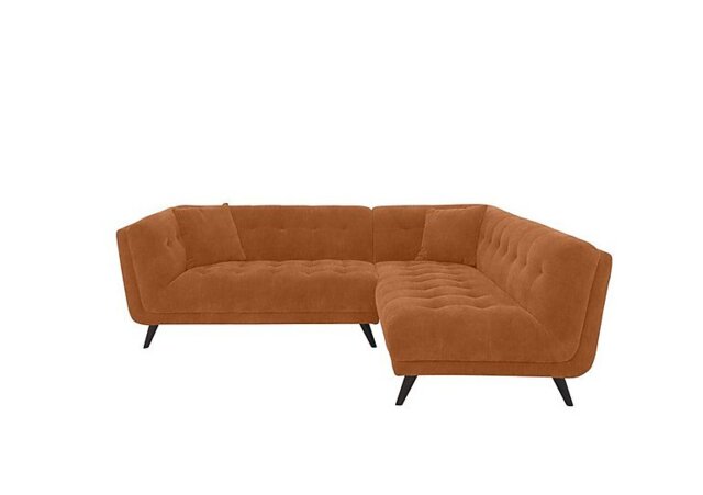 Rene Fabric Chaise End Right Hand Facing Corner Sofa - Dexter Pumpkin ...