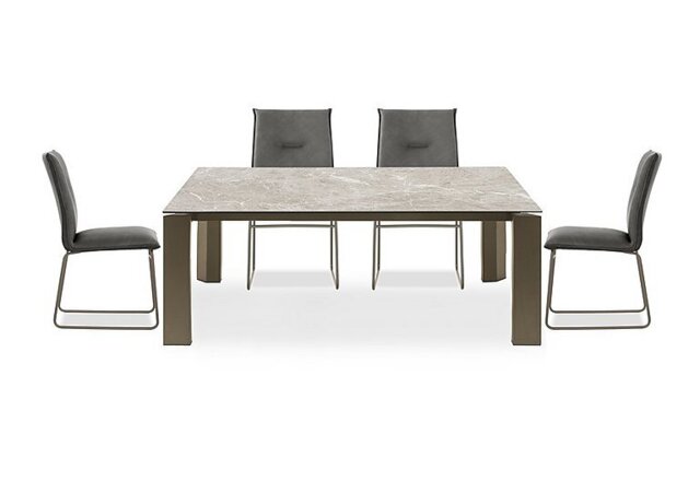 Connubia - Viola 180cm Large Extending Dining Table with Arenaria Ceramic Top and Lava Metal ...