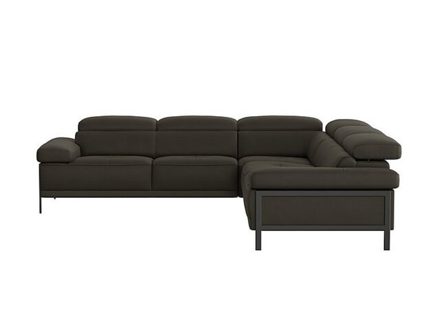 Nicoletti - Theron Large Leather Corner Sofa - Torello Chocolate with ...