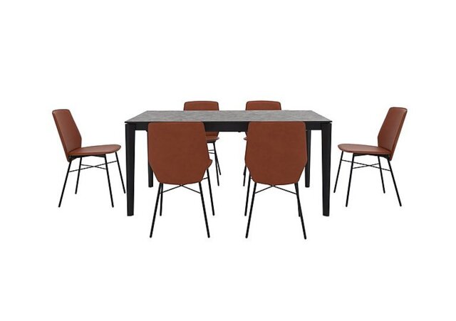 Connubia - Pentagon Extending Dining Table with Oxide Bronze Top and 6 ...