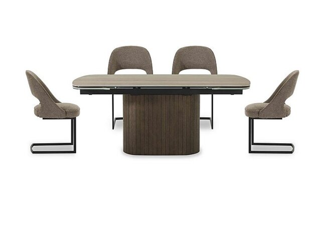 Tiber Draw Leaf Extending Dining Table with 4 Cantilever Chairs - 180 ...