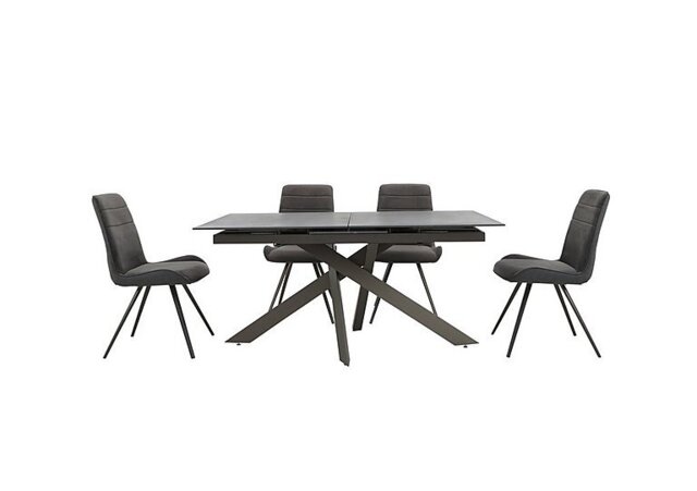 Samurai Extending Dining Table and 4 Velvet Chairs - Grey by Furniture ...