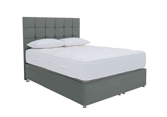 Firm Sleep 1500 Power Ottoman Divan Set - Double - Plush Arctic Grey by ...