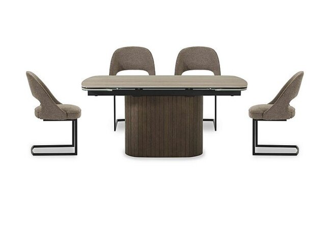 Tiber Draw Leaf Extending Dining Table with 4 Cantilever Chairs - 160 ...