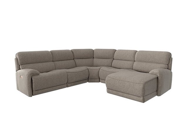 Link Fabric Right Hand Facing Corner Chaise Power Sofa - Biscuit by ...