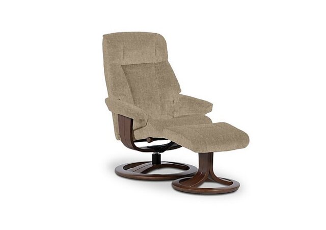 Tromso Medium Fabric Swivel Chair and Footstool - Beamer Karamac with ...