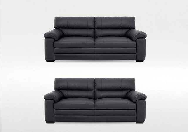 World of Leather - Cozee Two 2 Seater Leather Sofas Set - Shale Grey by ...
