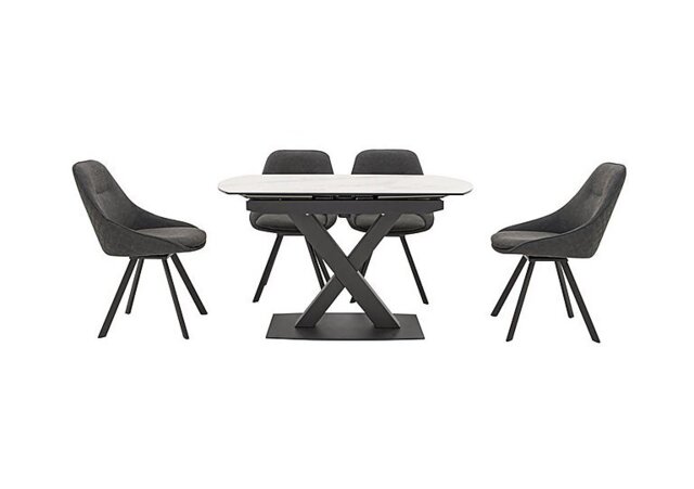 Arctic Extending Dining Table with White Top and 4 Swivel Chairs - Dark Grey by Furniture ...