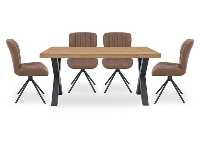 Bodahl - Compact Terra Straight Edge Dining Table with 4 Cognac Swivel ...