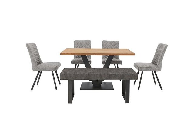 Compact Earth Dining Table, Low Bench and 4 Chairs - Platinum by ...