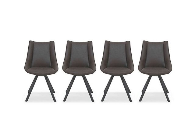 Lucio Set of 4 Faux Leather Swivel Dining Chairs - Graphite by ...