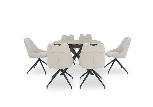 Pedro Swivel Extending Dining Table with 6 Swivel Fabric Chairs by ...