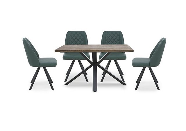 Jupiter Compact Dining Table with Star Base and 4 Swivel Chairs - Green ...