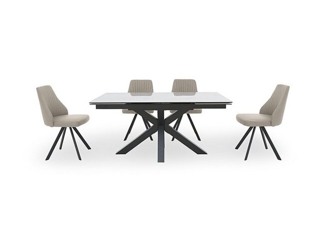 Vida White Extending Dining Table and 4 Swivel Chairs - Light Grey by ...