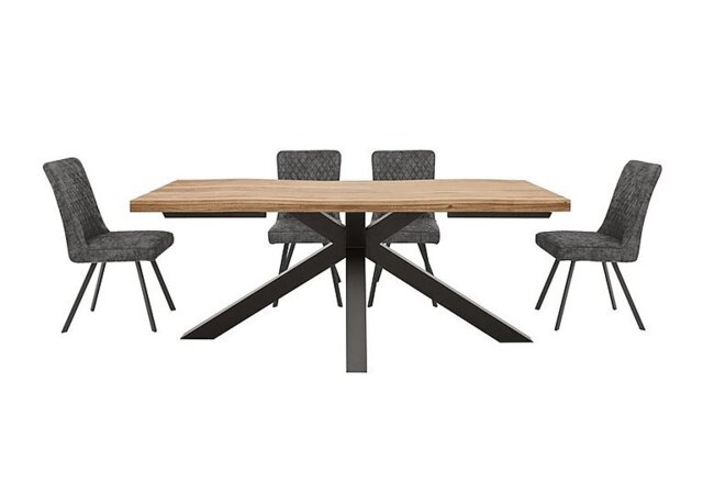 Earth Large Live Edge Dining Table and 4 Chairs - Graphite by Furniture ...