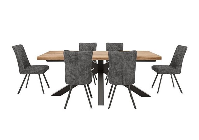 Earth Large Live Edge Dining Table and 6 Chairs - Graphite by Furniture ...