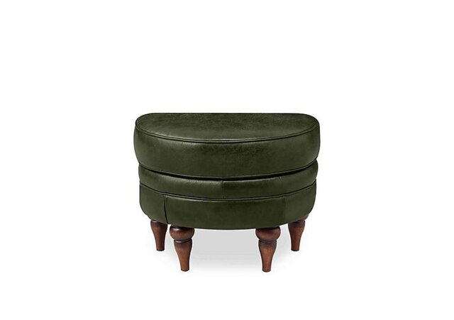 At The Helm - Harriet Leather Half Moon Footstool - Emerald with Walnut ...