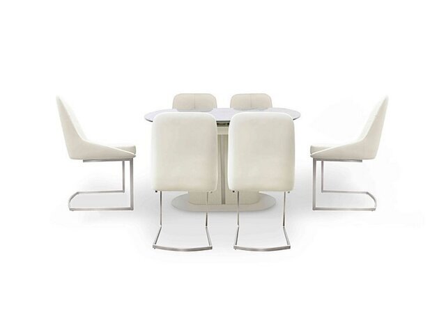 Avorio Swivel Extending Dining Table and 6 Cantilever Chairs Set by ...