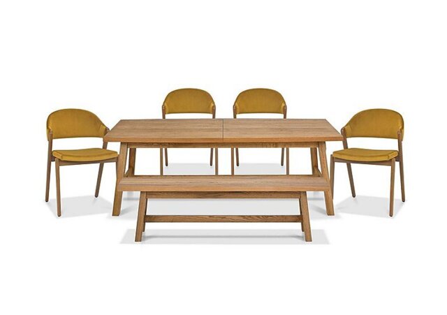 Stratford Large Extending Dining Table with Small Bench and 4 Fabric ...