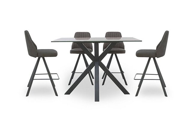 Vida Grey Table and 4 Swivel Bar Stools - Dark Grey by Furniture ...