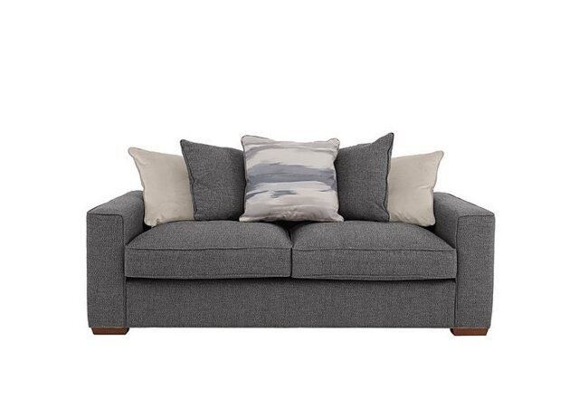 Cory 3 Seater Fabric Scatter Back Sofa Bed - Dallas Charcoal & Cream ...
