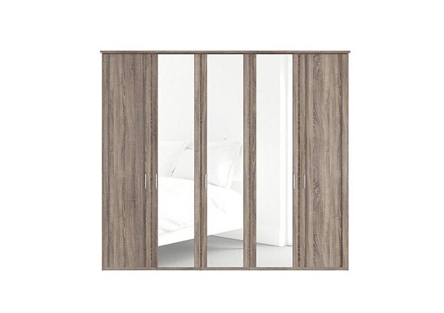 Wiemann - Oxford 5 Door Hinged Wardrobe with Mirrors - Rustic Oak by ...