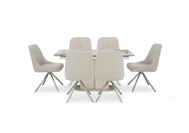 Avorio Small Pop-Up Extending Dining Table and 6 Swivel Chairs by ...