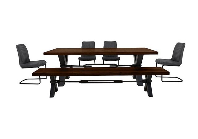 Bodahl - Terra Dining Table, 4 Grey Chairs and Bench Set - Desert by ...