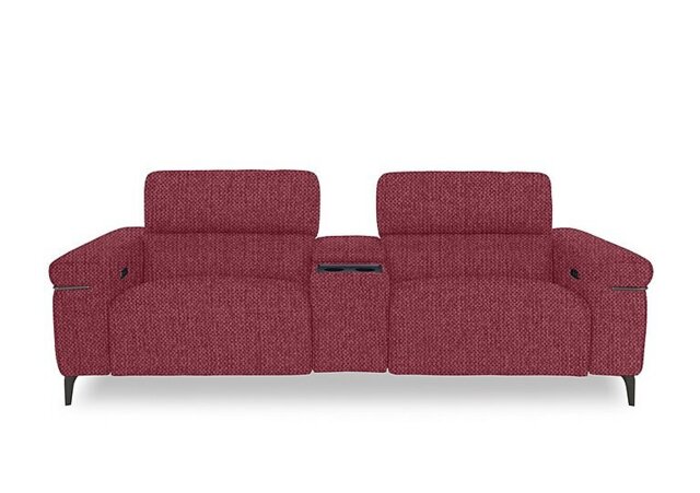Homestage Fabric 3 Seater Power Recliner Media Sofa with Console and ...