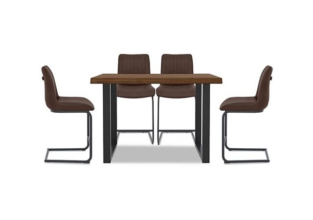 Bodahl - Compact Terra Raw Edge Table with U-Shaped Legs and 4 Cognac ...