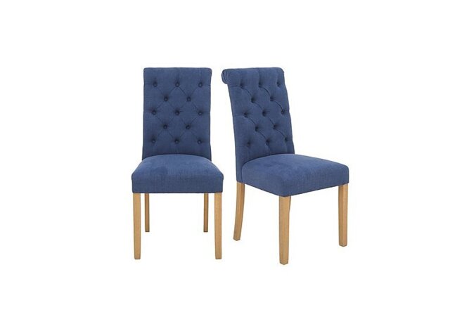 Furnitureland - Hamilton Pair of Button Back Dining Chairs - Denim by ...