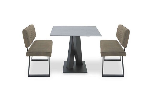 Warrior Grey Compact Fixed Dining Table with 2 High Back Benches by ...