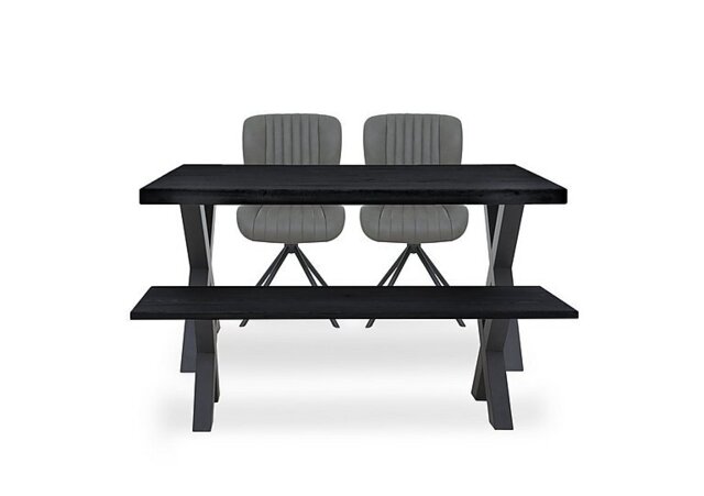 Bodahl - Compact Terra Straight Edge Dining Table with Bench and 2 Grey ...