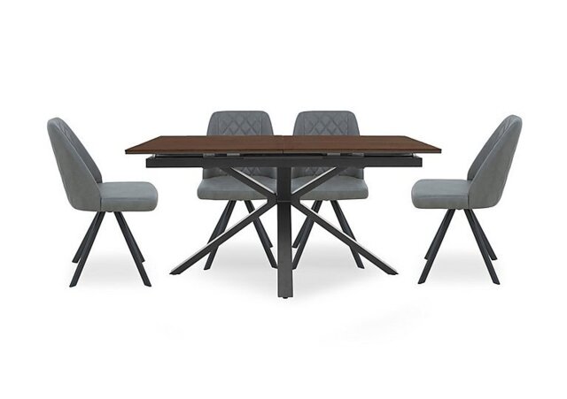 Mars Pop-up Dining Table with 4 Faux Leather Swivel Chairs - Grey by ...