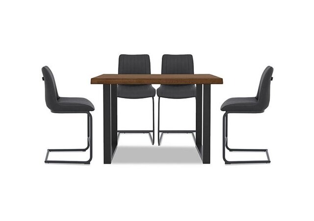 Bodahl - Compact Terra Raw Edge Table with U-Shaped Legs and 4 Grey Bar ...