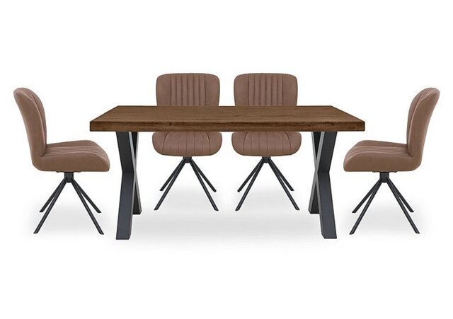 Bodahl - Compact Terra Straight Edge Dining Table with 4 Cognac Swivel ...